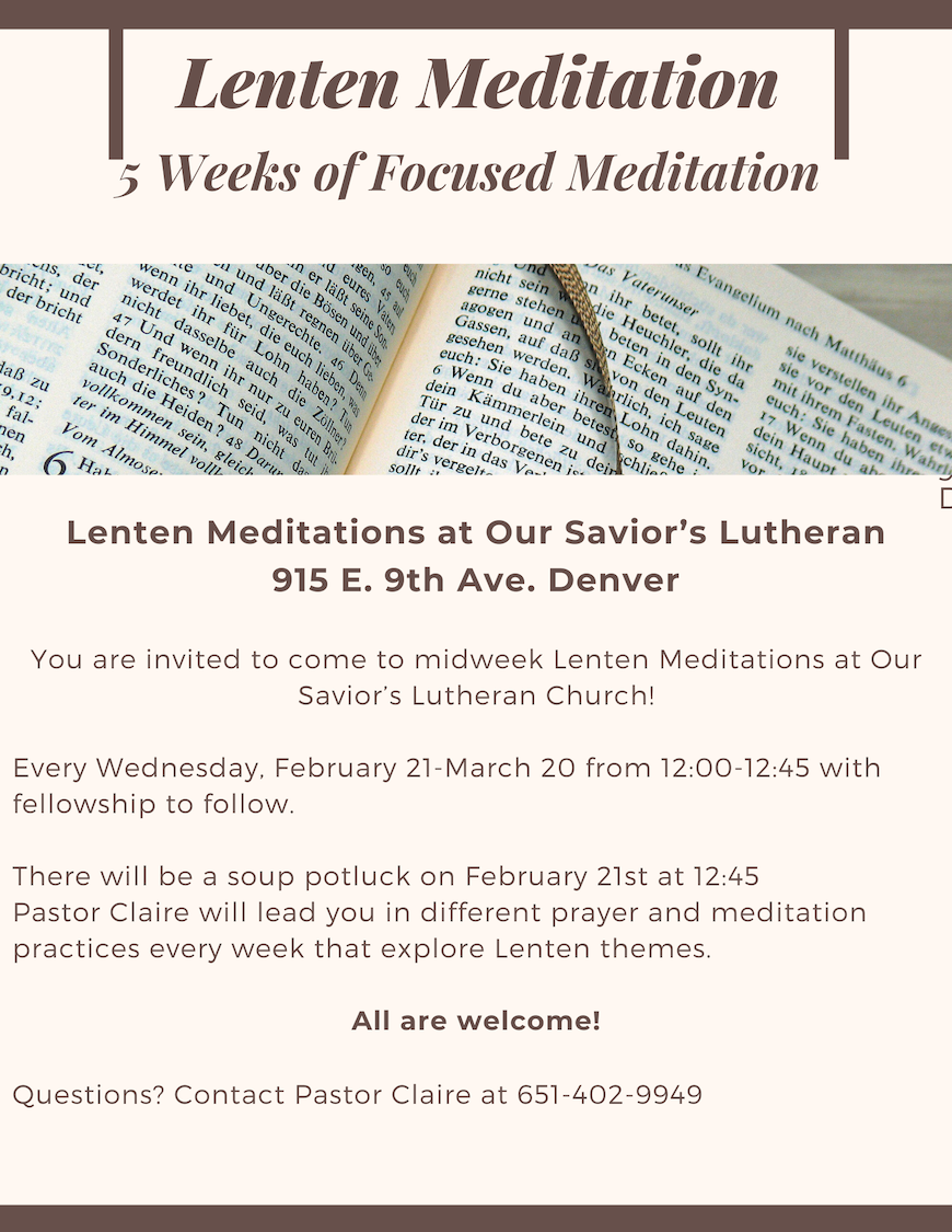Lenten Meditation – Our Savior's Lutheran Church, Denver, CO | ELCA